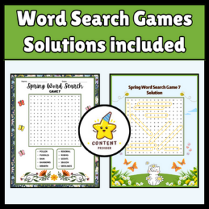 Spring-Themed Word Search Games W Solutions - April Puzzle Printable ...