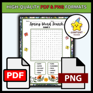 Spring-Themed Word Search Games W Solutions - April Puzzle Printable ...