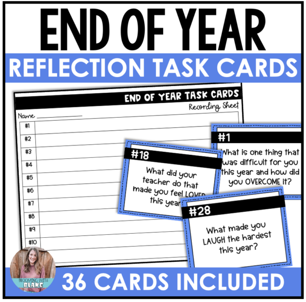End of Year Activities Reflection Task Cards | Made By Teachers