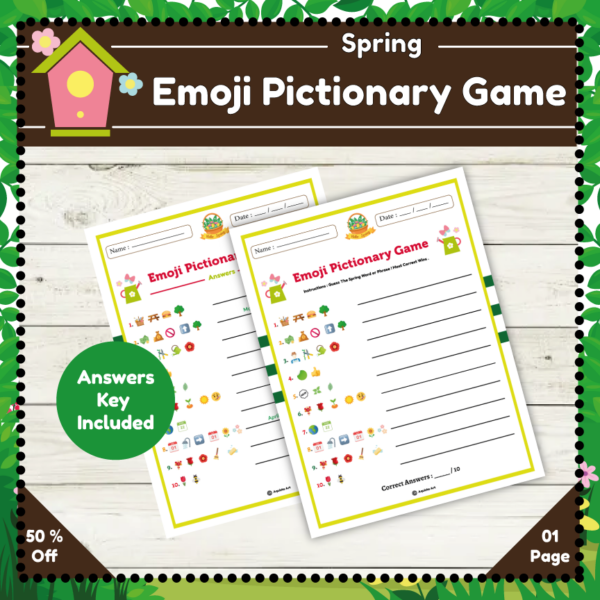 Spring Emoji Pictionary Game: Fun and Educational Spring Themed Activity | Made By Teachers
