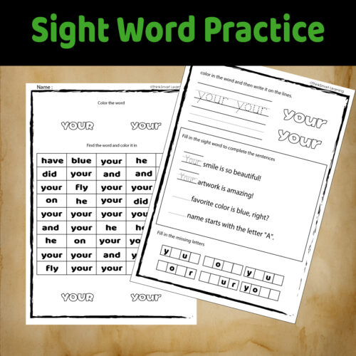 Printable Kindergarten Sight Word Practice |High Frequency Word ...