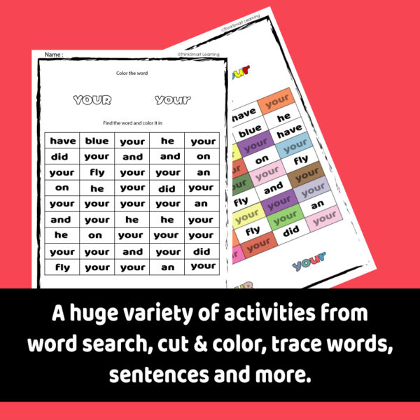 Printable Kindergarten Sight Word Practice |High Frequency Word ...