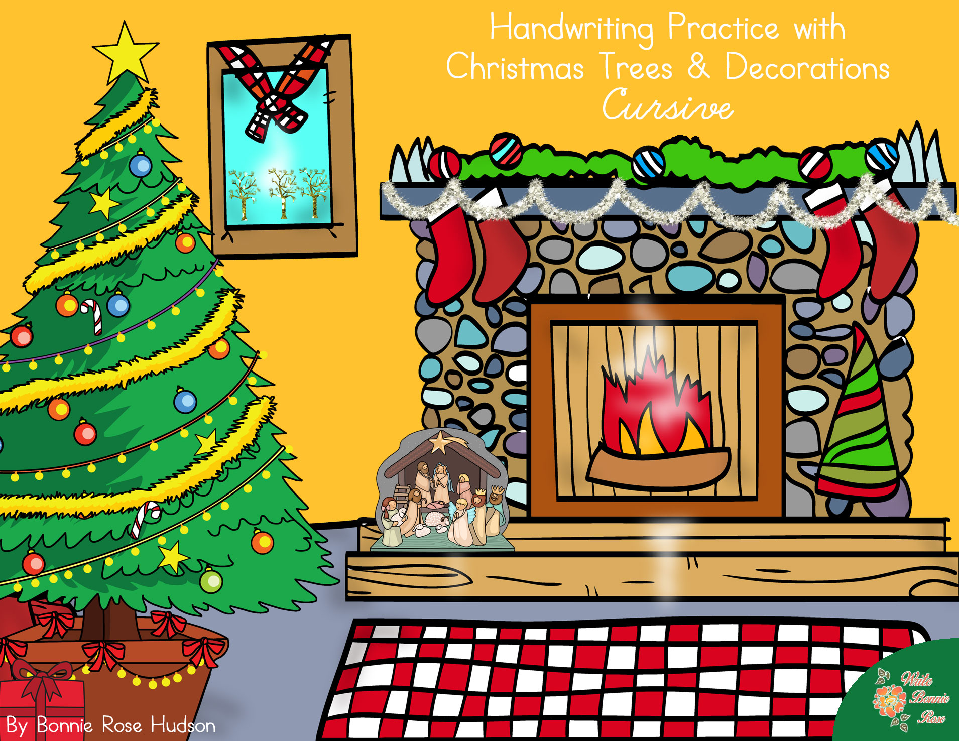 Handwriting Practice with Christmas Trees and Decorations-Cursive ...