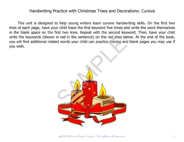 Handwriting Practice with Christmas Trees and Decorations-Cursive ...