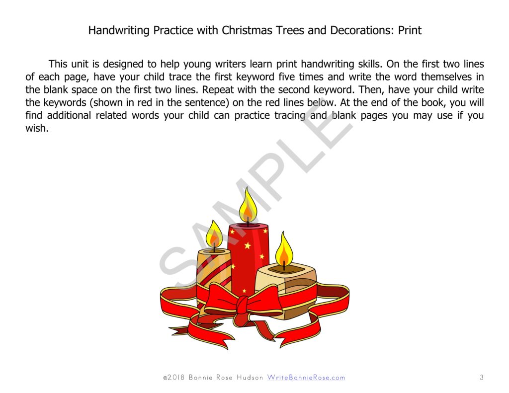 Handwriting Practice with Christmas Trees and Decorations-Print | Made ...