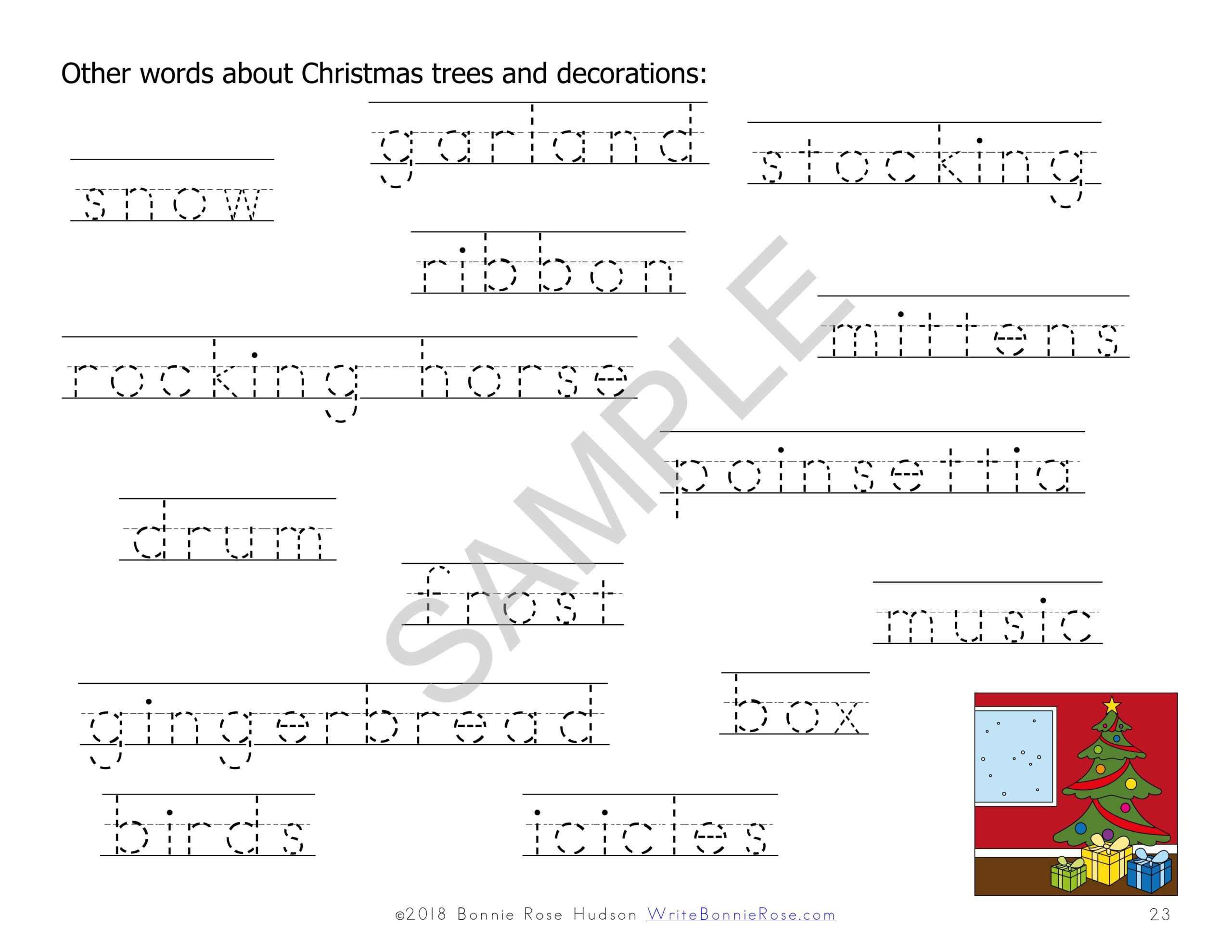 Handwriting Practice with Christmas Trees and Decorations-Print | Made ...