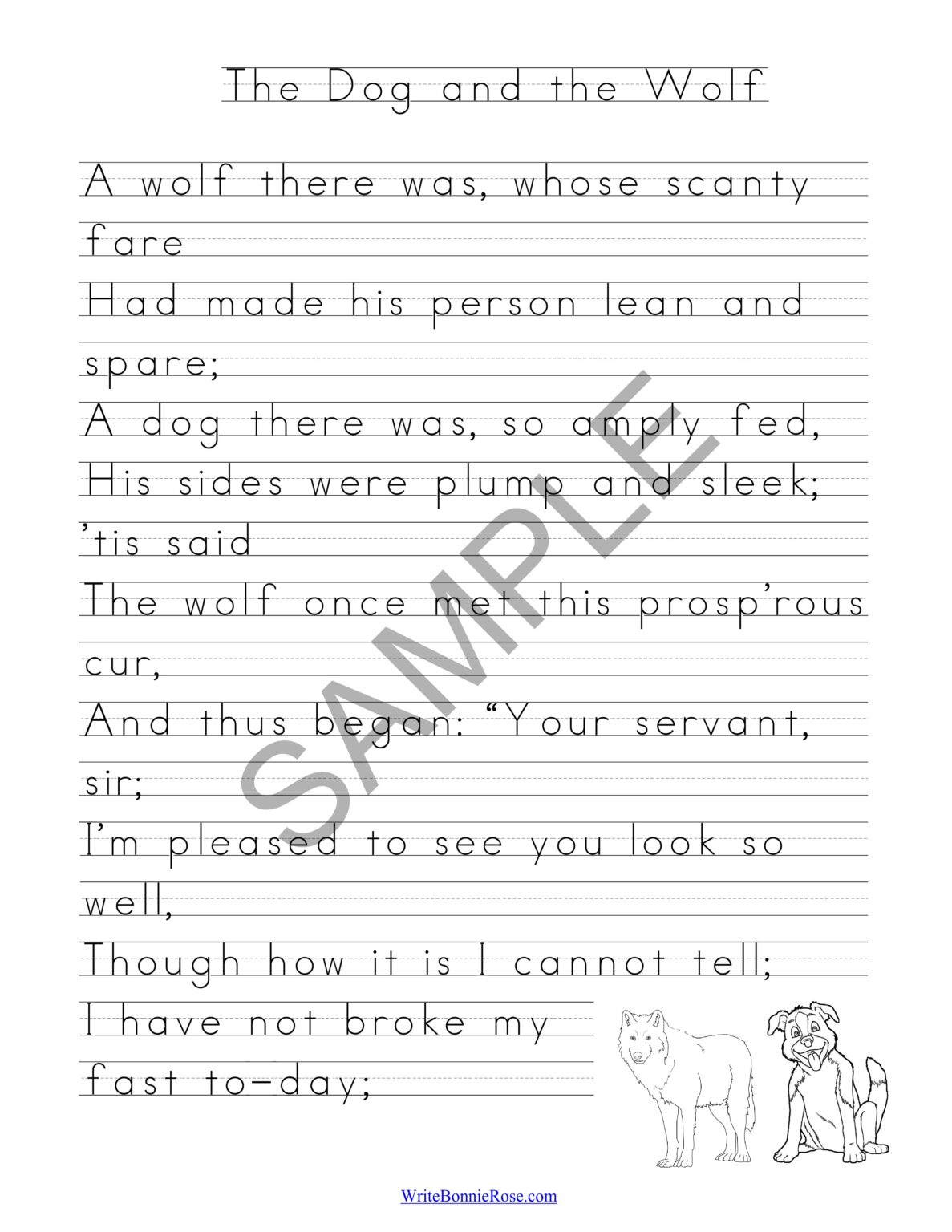 Aesop’s Fables in Rhyme Print Copywork, Vol. 1 | Made By Teachers