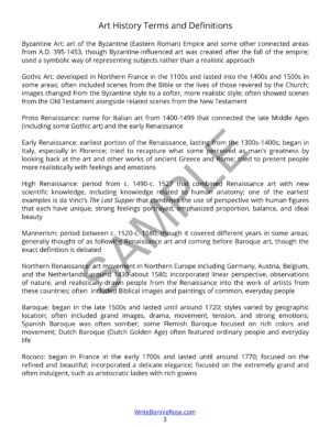 Art History Terms & Definitions Copywork-Cursive | Made By Teachers