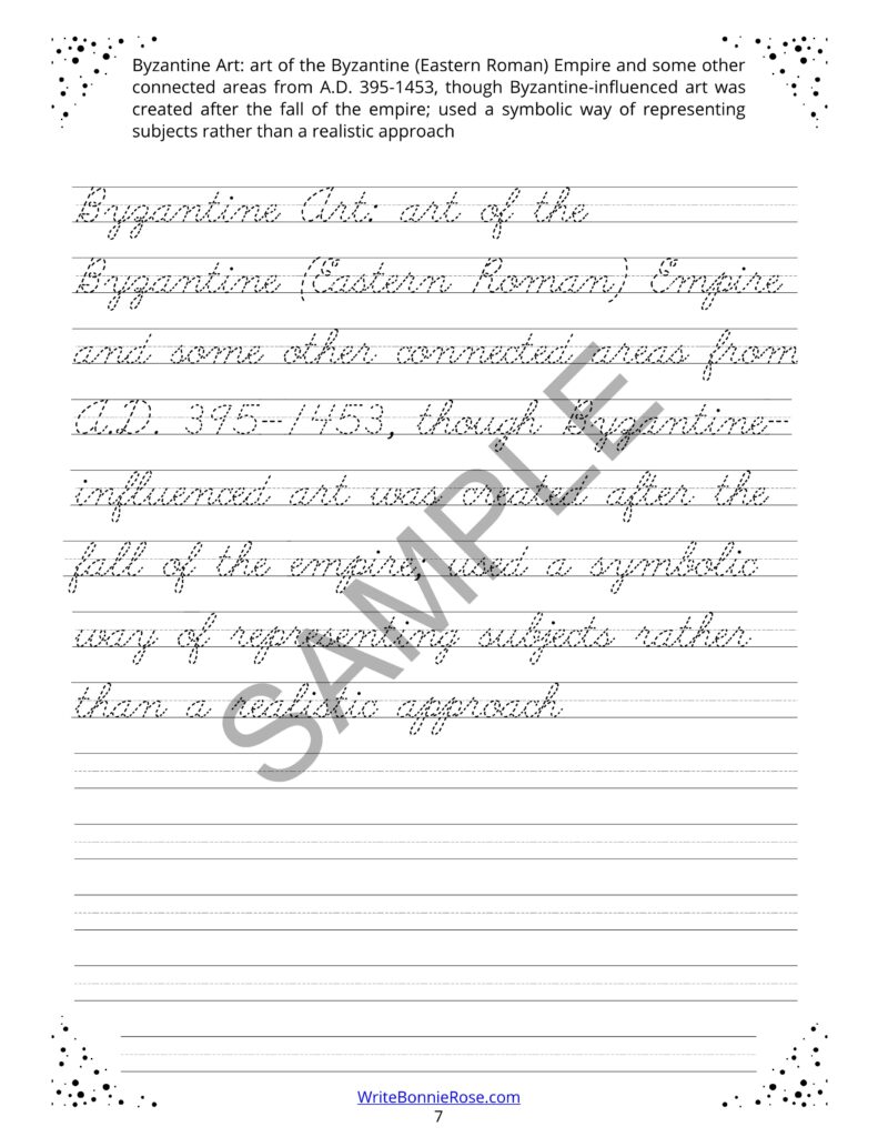 Art History Terms & Definitions Copywork-Cursive | Made By Teachers
