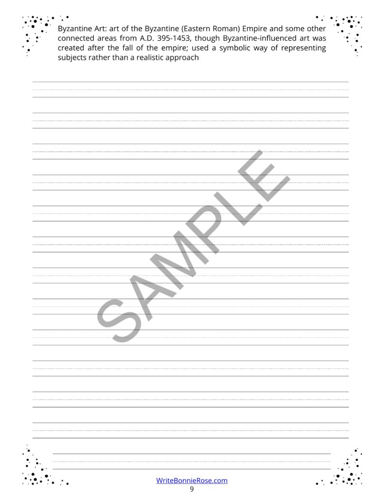 Art History Terms & Definitions Copywork-Cursive | Made By Teachers