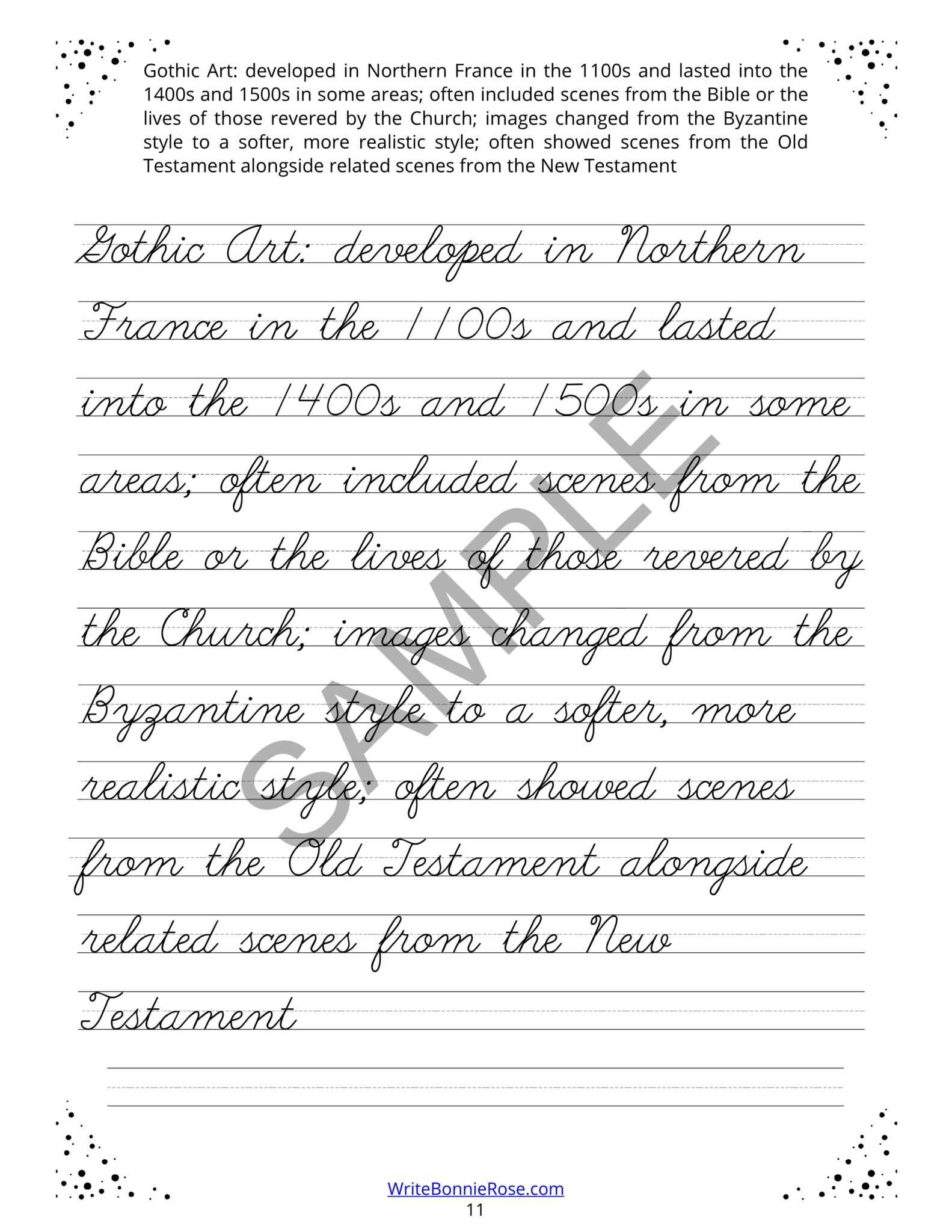 Art History Terms & Definitions Copywork-Cursive | Made By Teachers