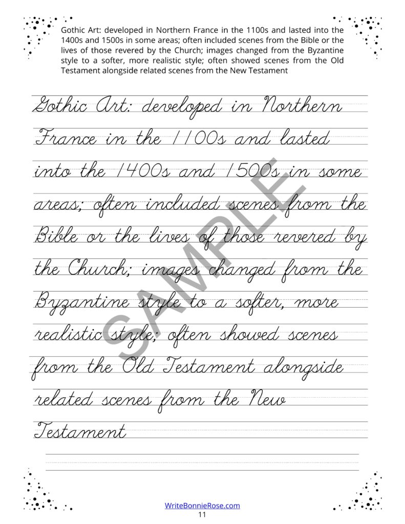 Art History Terms & Definitions Copywork-Cursive | Made By Teachers