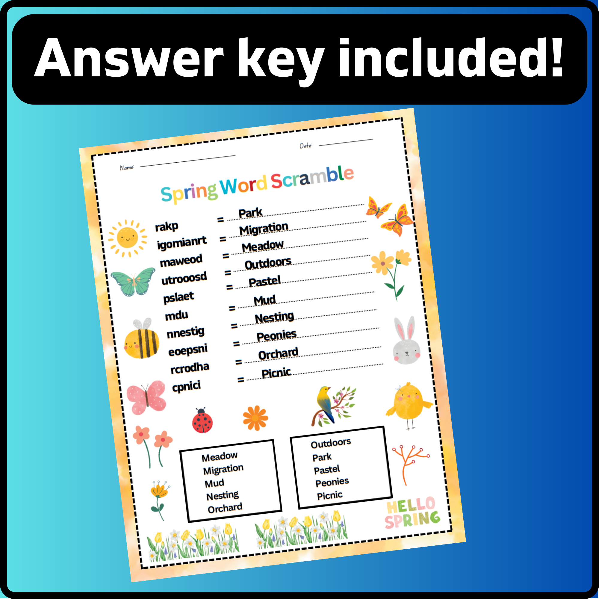 Printable Spring Word Scramble Worksheets | Made By Teachers