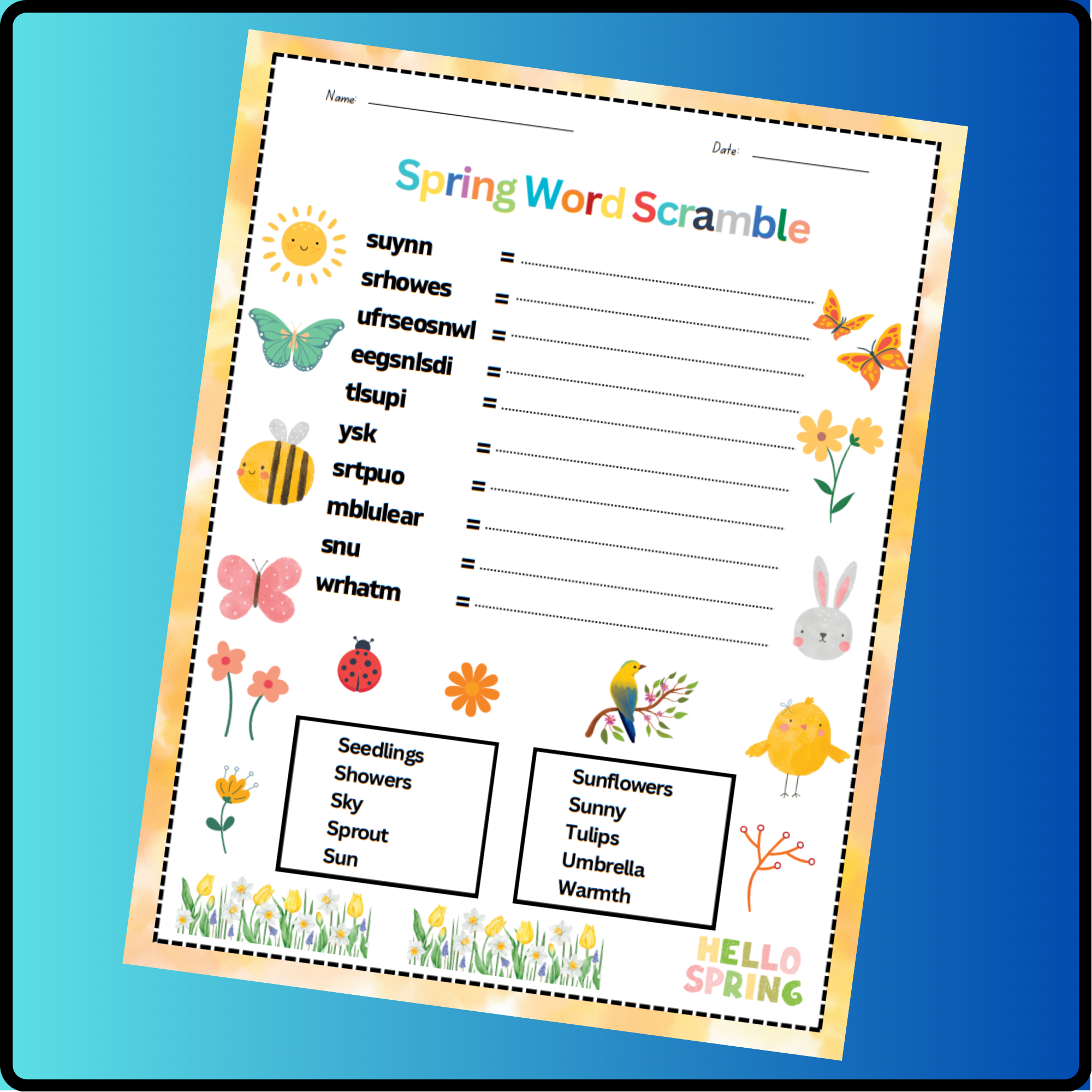 Printable Spring Word Scramble Worksheets | Made By Teachers