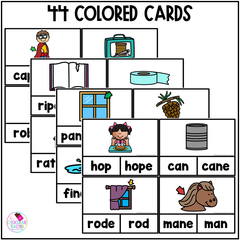 Long and Short Vowels CVCE CVC Words Phonics Clip Cards | Made By Teachers