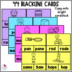 Long and Short Vowels CVCE CVC Words Phonics Clip Cards | Made By Teachers