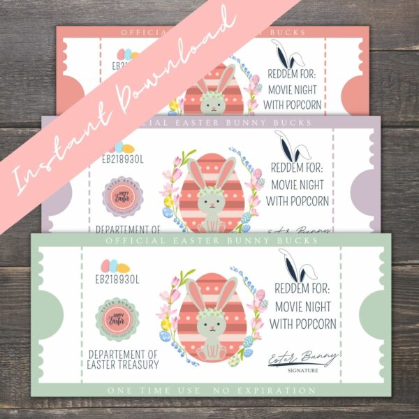 Printable Easter Bunny Bucks Easter Bunny Dollar Bill Personalize with ...