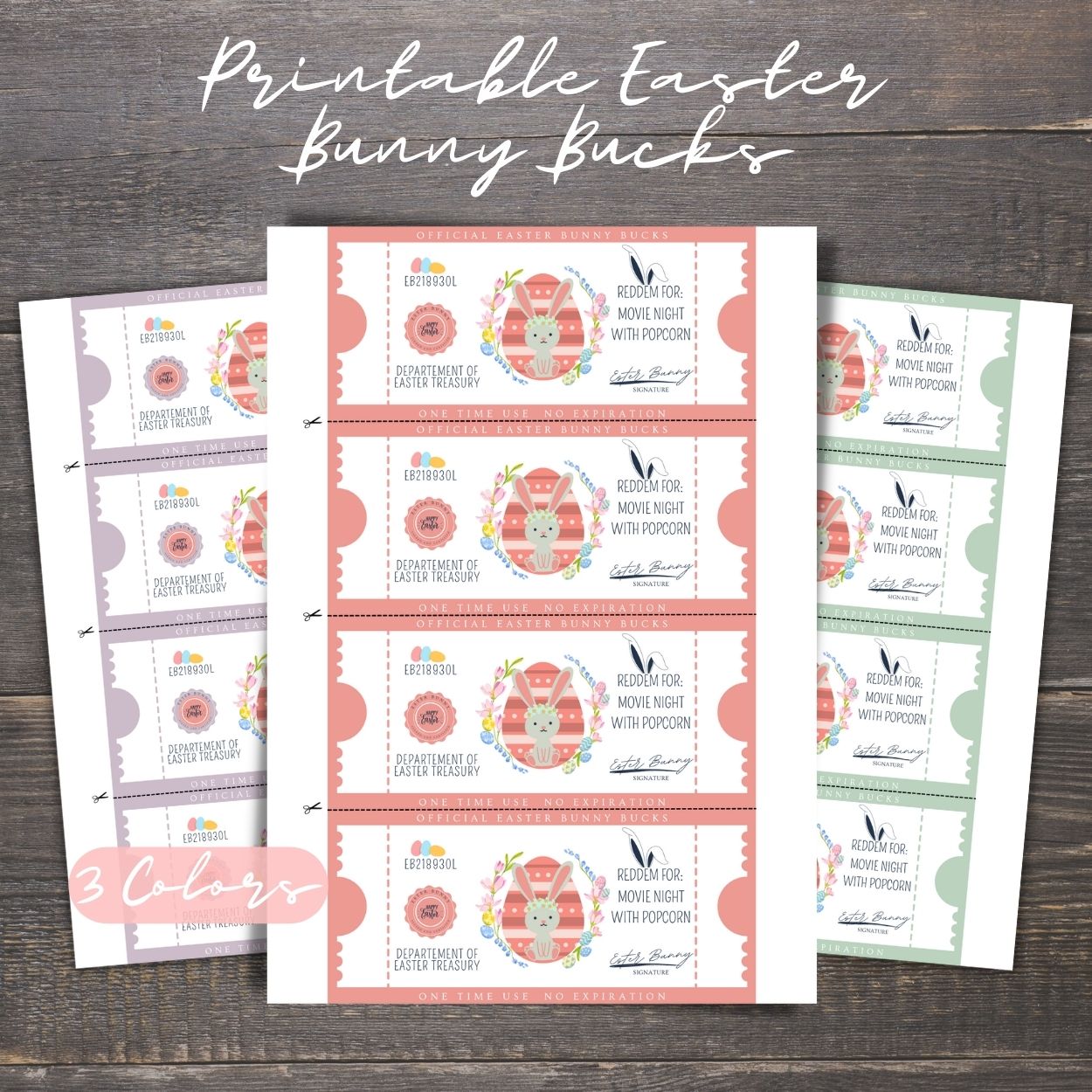 Printable Easter Bunny Bucks Easter Bunny Dollar Bill Personalize with ...