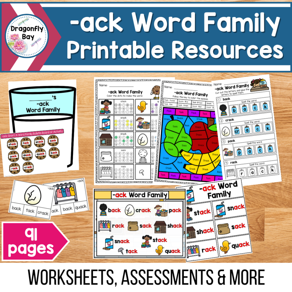ack Short A Word Family Phonics Blending Printable Worksheets Centers ...
