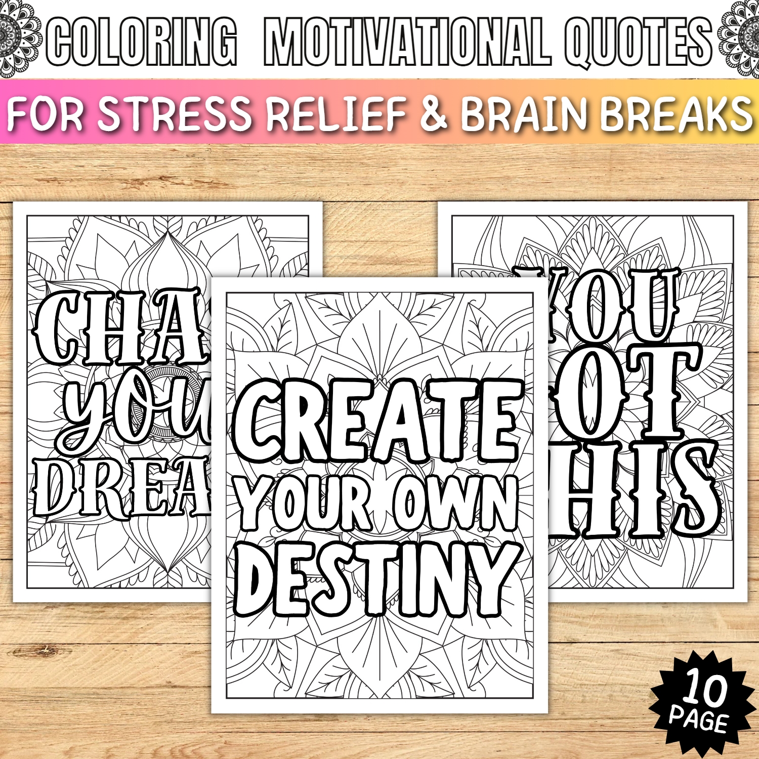 Mandala Magic: 10 Designs with Uplifting Messages for Mindful Coloring ...