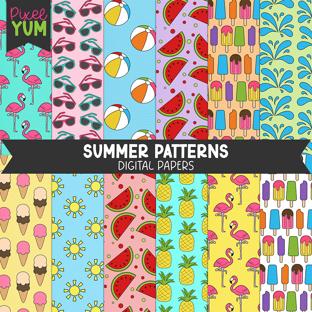 Summer Patterns Digital Paper - Commercial Use OK | Made By Teachers