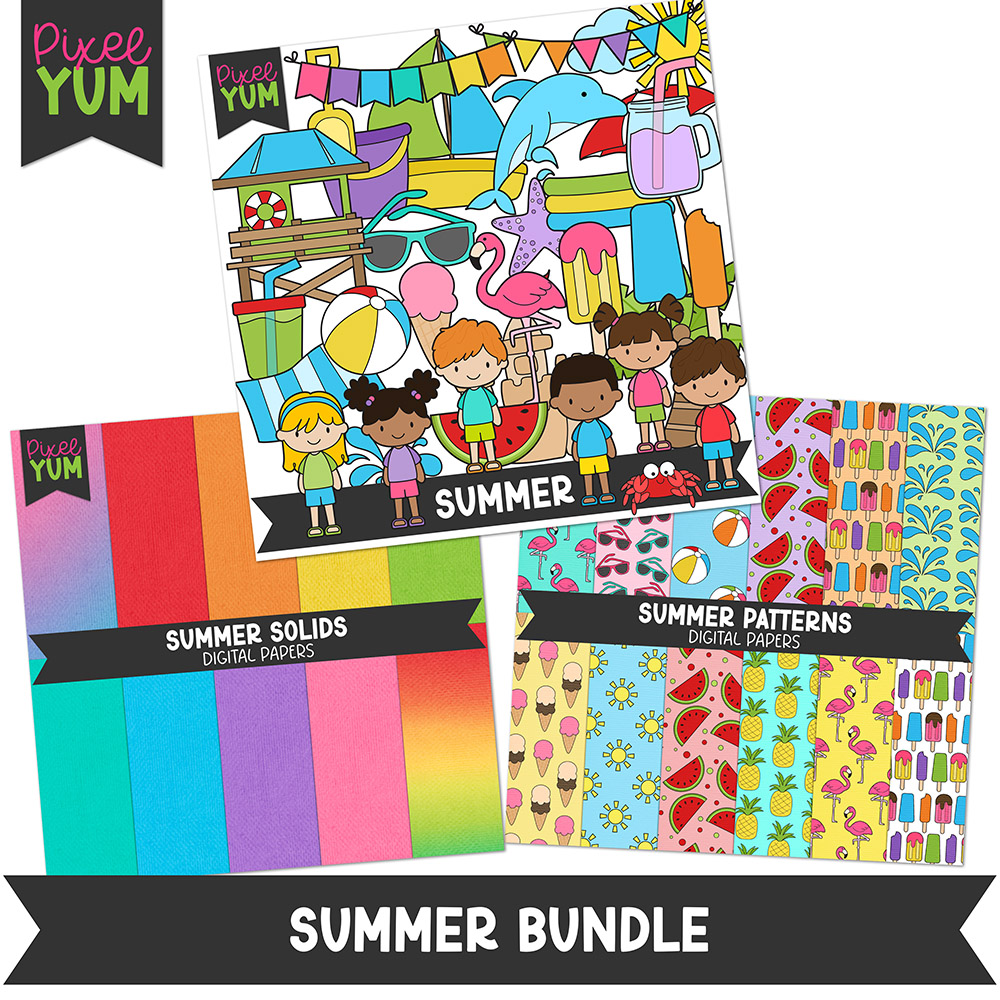 Summer Clipart and Papers Bundle - Commercial Use OK | Made By Teachers