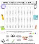 Whole Numbers Word Search Puzzle | Made By Teachers
