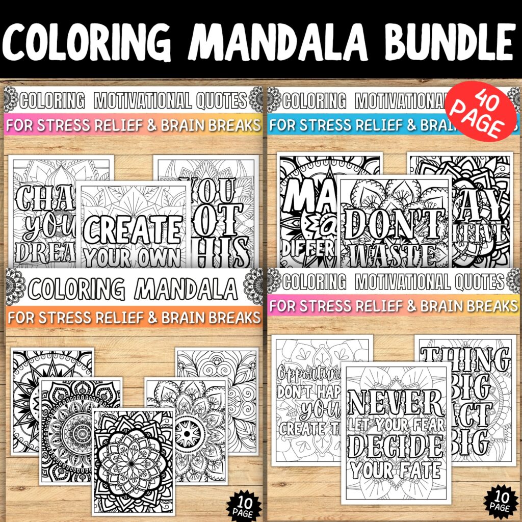 Motivational Mandalas: A Bundle of 40 Coloring Pages for Relaxation ...