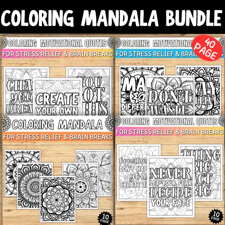 Motivational Mandalas: A Bundle of 40 Coloring Pages for Relaxation ...