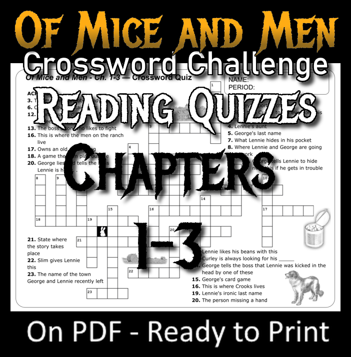 2 - OF MICE AND MEN Reading Quizzes Crossword Puzzles (worksheets) No ...