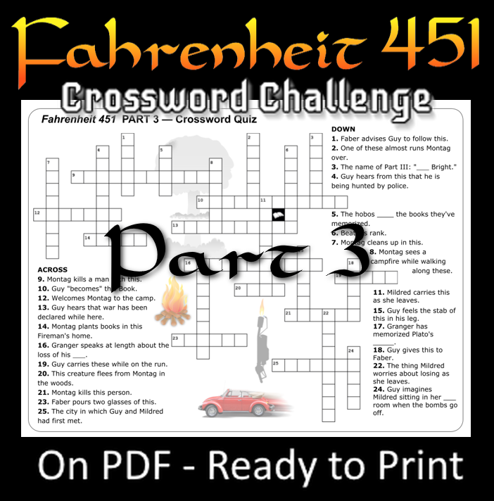 3 FAHRENHEIT 451 Crossword Puzzle Reading Quizzes (worksheets) No Prep ...