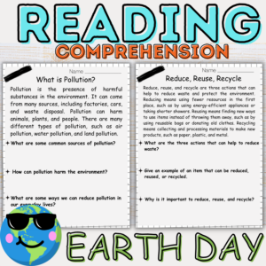 Earth Day Reading Comprehension-Spring Reading-Passages-Close Reading ...