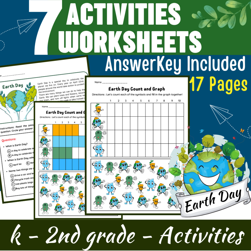 Earth Day Math Reading Writing NO PREP Packet Kindergarten - 2nd grade ...