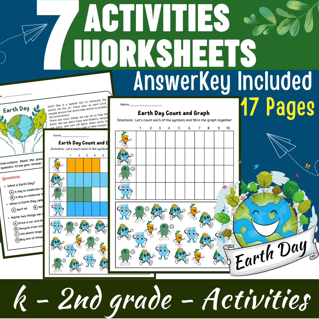 Earth Day Math Reading Writing NO PREP Packet Kindergarten - 2nd grade ...