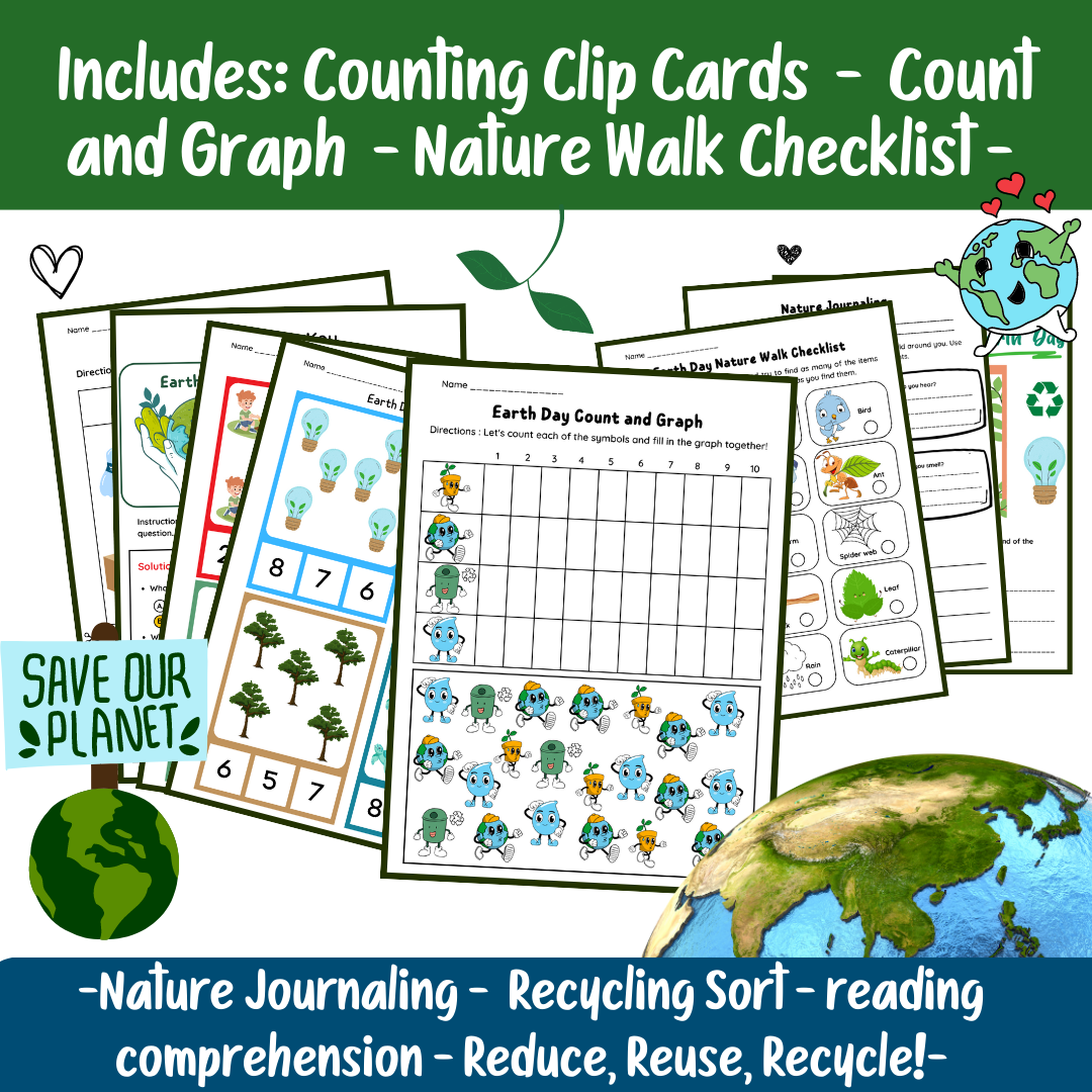 Earth Day Math Reading Writing NO PREP Packet Kindergarten - 2nd grade ...