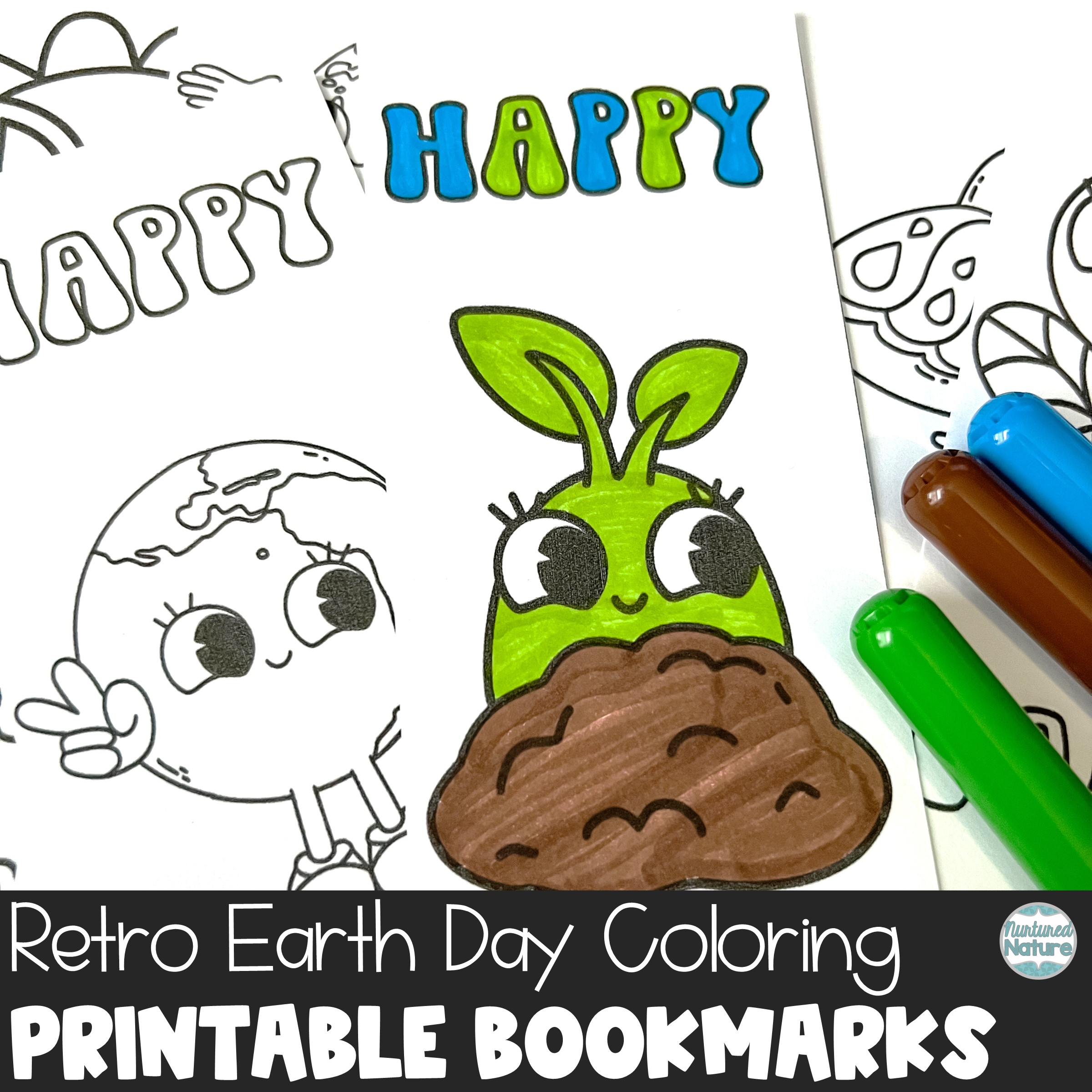 Retro Earth Day Coloring Sheet Bookmarks | Made By Teachers