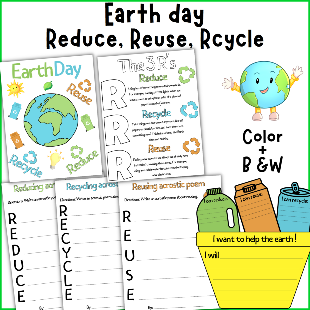 Reduce Reuse Recycle Study posters, craftivity, acrostic poems,Earth ...