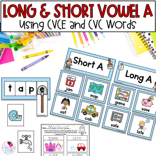 CVCE CVC Words with Long and Short A Vowels - Phonics Worksheets | Made ...