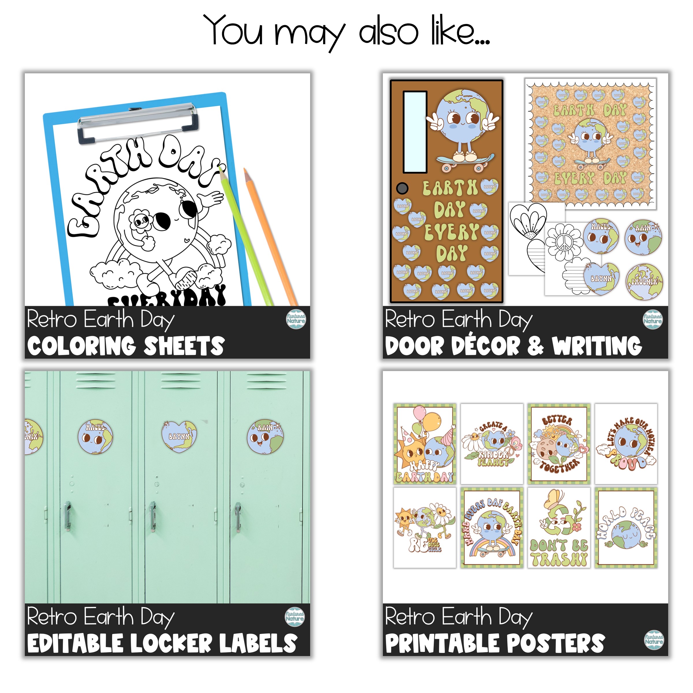 Editable Earth Day Writing Prompts - Groovy Retro Theme - No Prep April ...