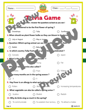 Spring Trivia Game for Kids : Test Your Knowledge of the Season | Made ...
