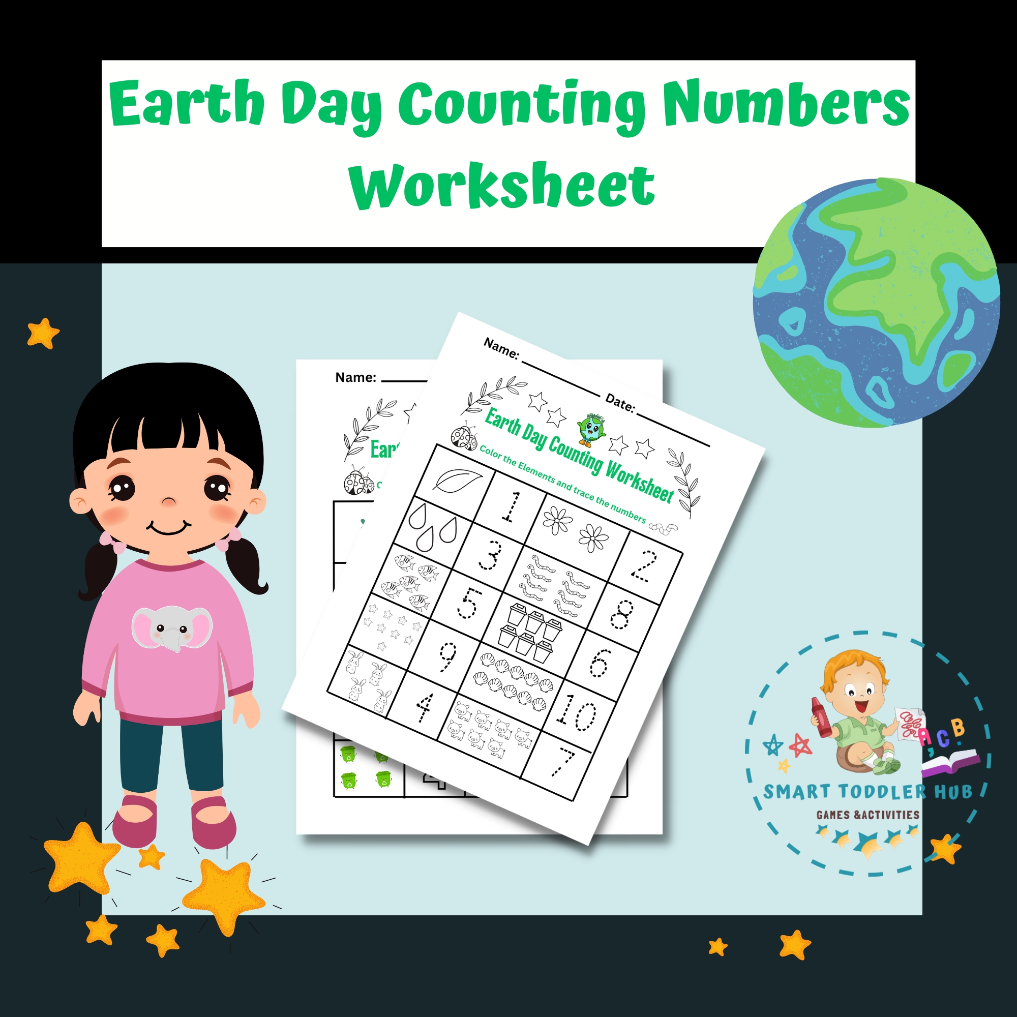 Earth Day Numbers Counting Worksheet ( Perfect For Spring And Earth Day ...