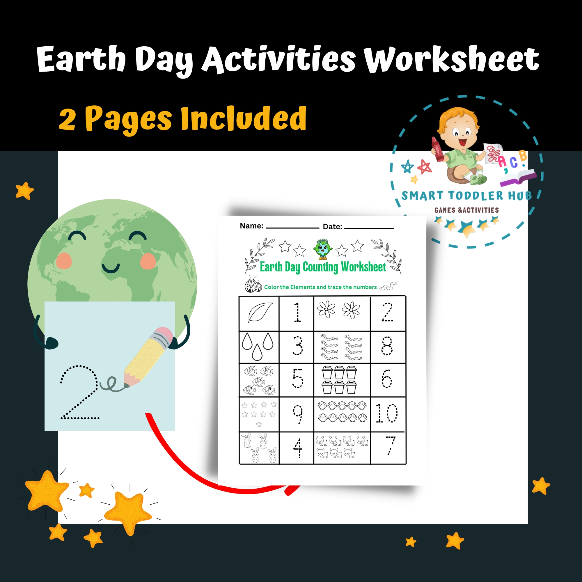 Earth Day Numbers Counting Worksheet ( Perfect For Spring And Earth Day ...