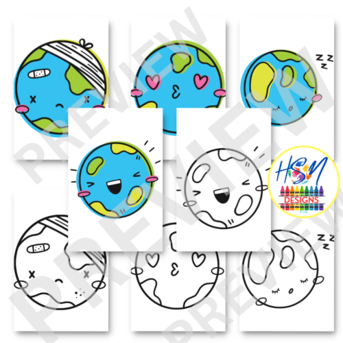 Earth Day Emojis, Emoticons, Facial Expressions, Emotions Clip Art | Coloring | Made By Teachers