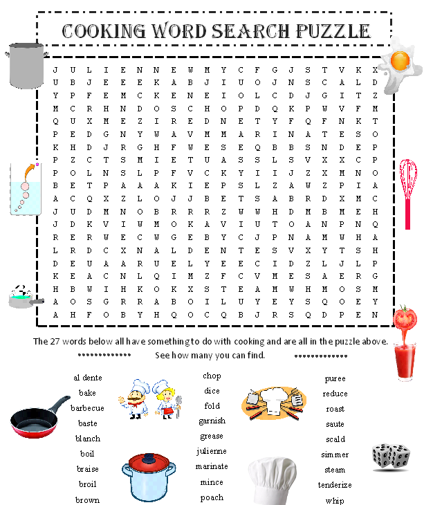 Cooking Word Search Puzzle 27 Cooking Terms Made By Teachers