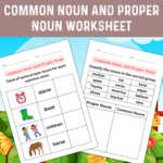 nouns, common nouns and proper nouns worksheets for grade 1, 2, 3 ...