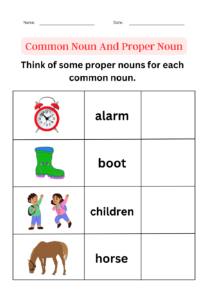 nouns, common nouns and proper nouns worksheets for grade 1, 2, 3 ...
