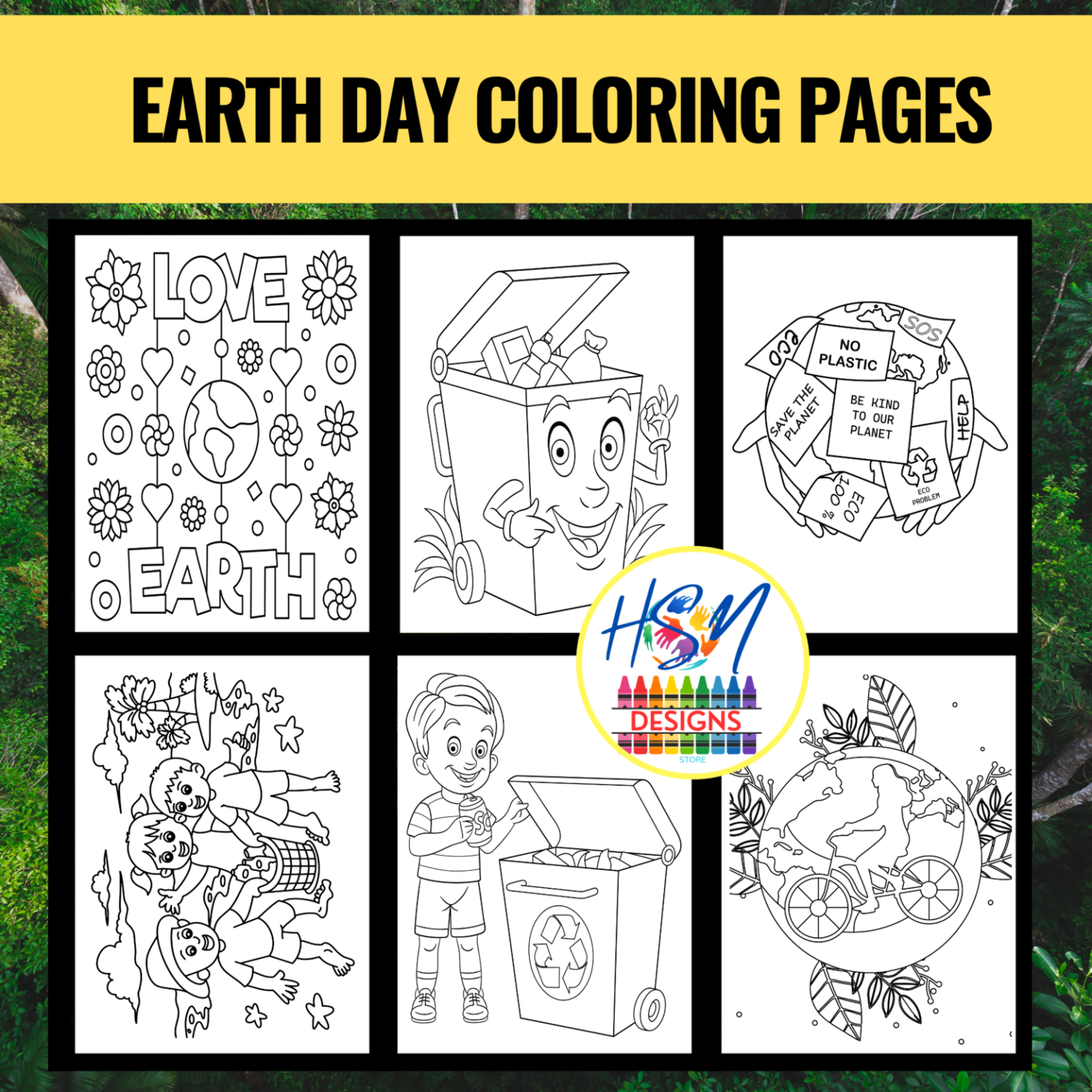 Earth Day Coloring Pages Activities, Earth Friends, Coloring Book of 20 ...