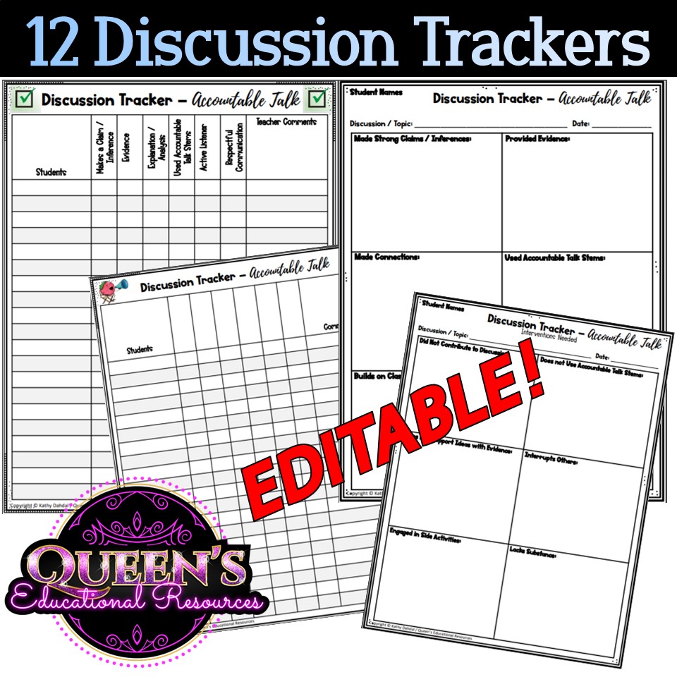 Accountable Talk Discussion Trackers (Data Collection) | Made By Teachers