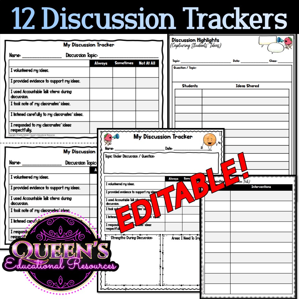 Accountable Talk Discussion Trackers (Data Collection) | Made By Teachers