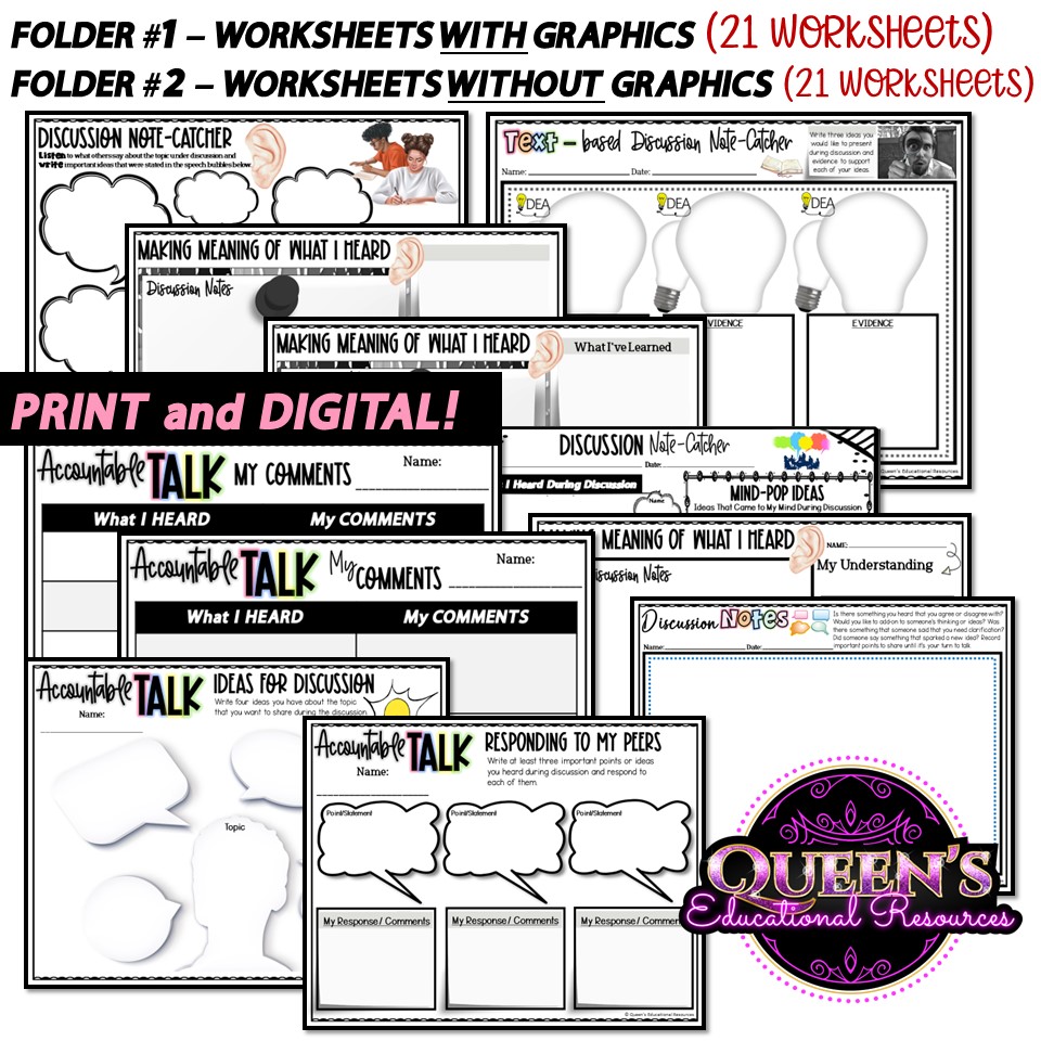 Accountable Talk Discussion Note-Catcher Worksheets | Made By Teachers